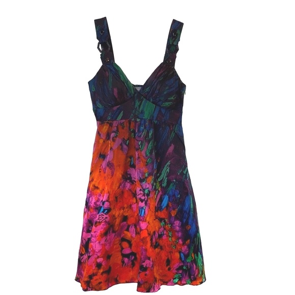 Kristen Davis | Dresses | Kristin Davis Silk Colorful Strappy Dress ...